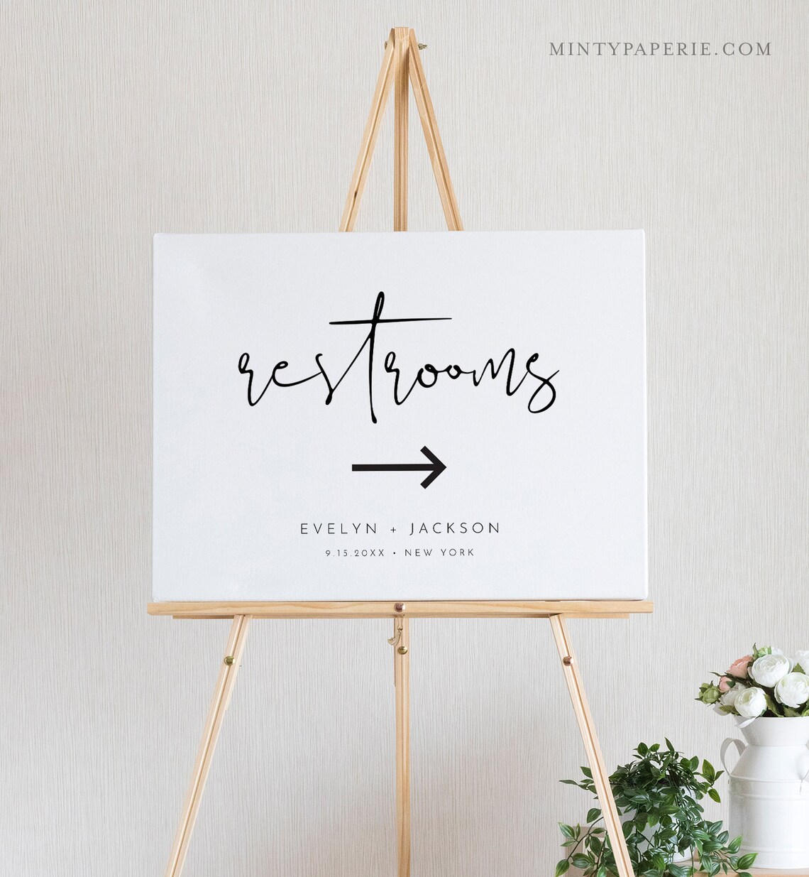 Restroom Sign, Wedding Bathroom Arrow Poster, Direction, This Way ...
