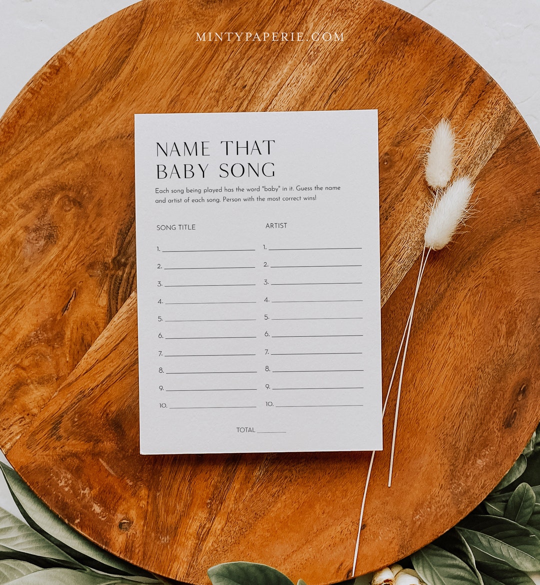 Name That Baby Song Game Template, Printable Minimalist Baby Shower ...
