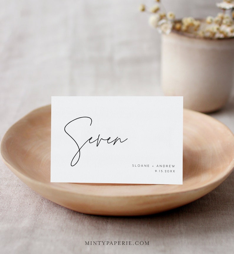 Horizontal Table Number Card Template Modern Minimal Clean - Etsy