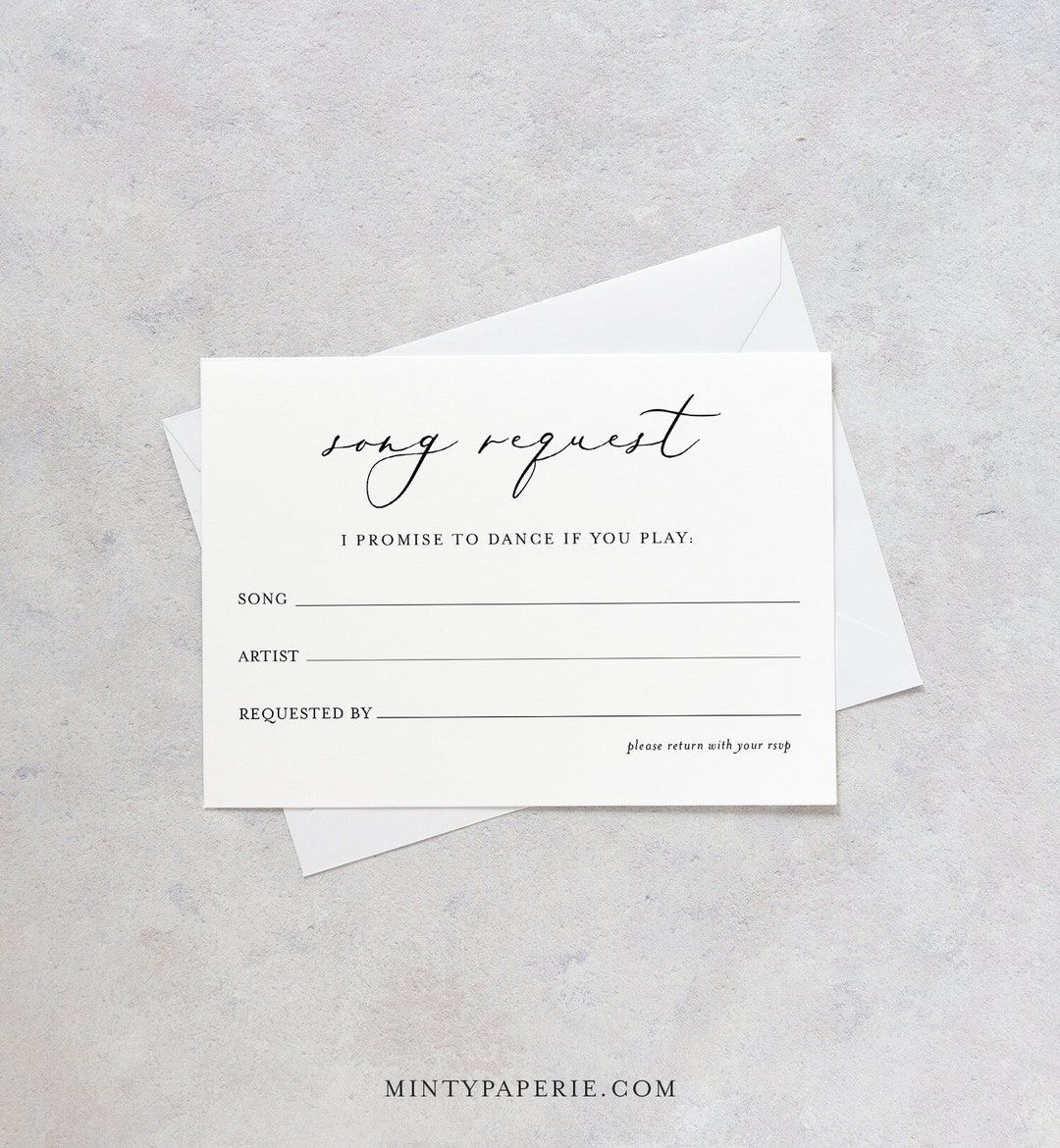 Minimalist Song Request Card, Printable Wedding DJ Request, Song ...