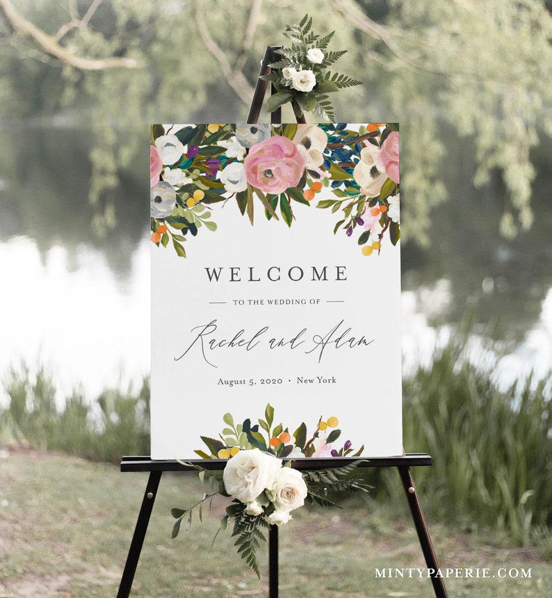 Garden Welcome Sign Template Printable Summer Boho Floral | Etsy