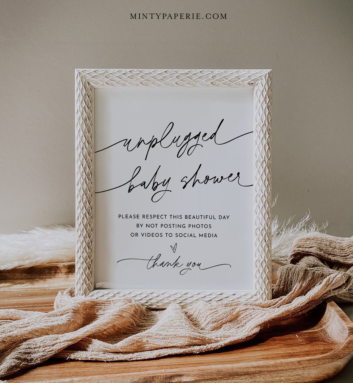 Unplugged Baby Shower Sign, Printable Welcome Sign, No Phone Camera ...