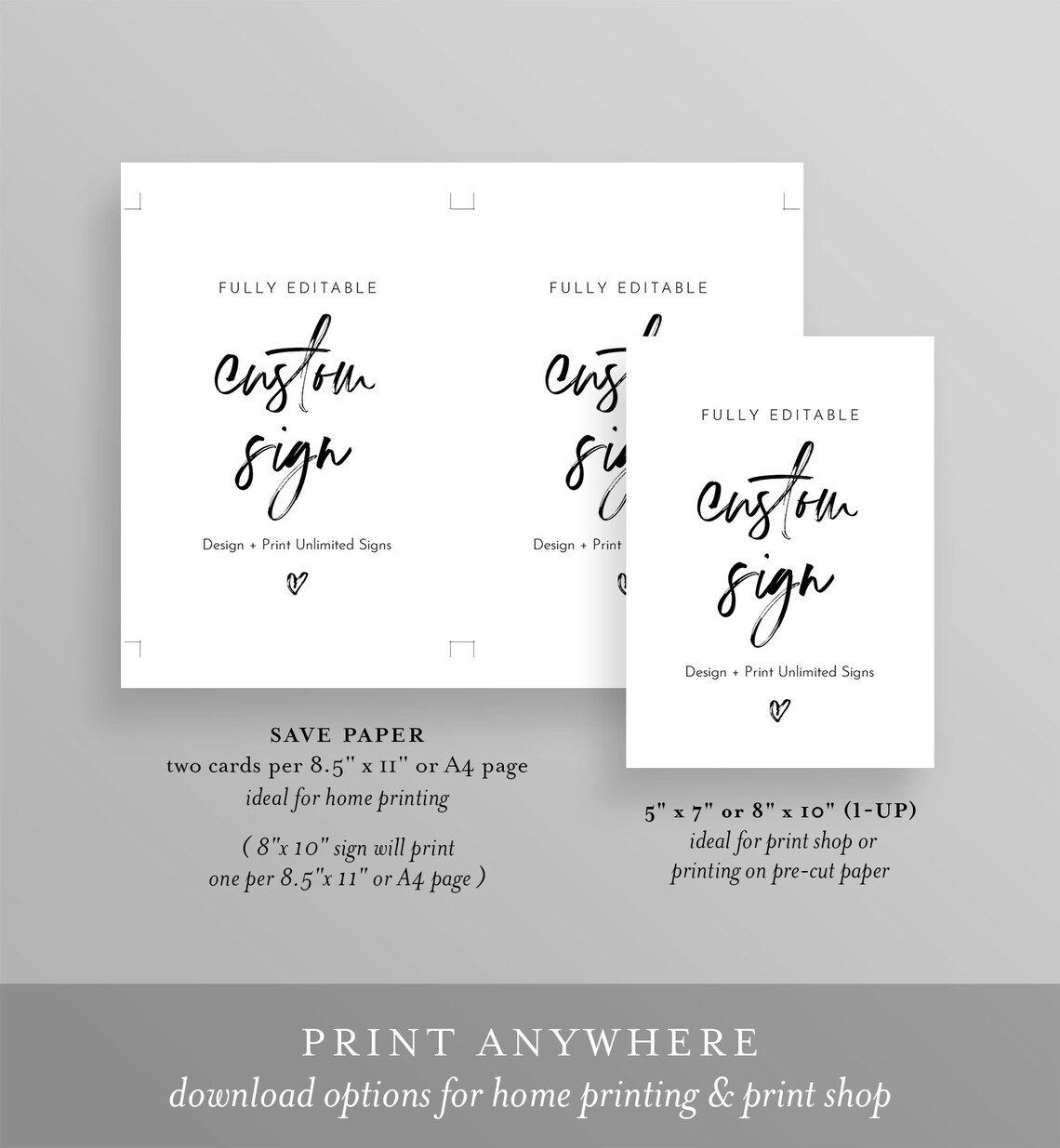 Handwritten Script Custom Sign Template Minimalist Wedding or - Etsy