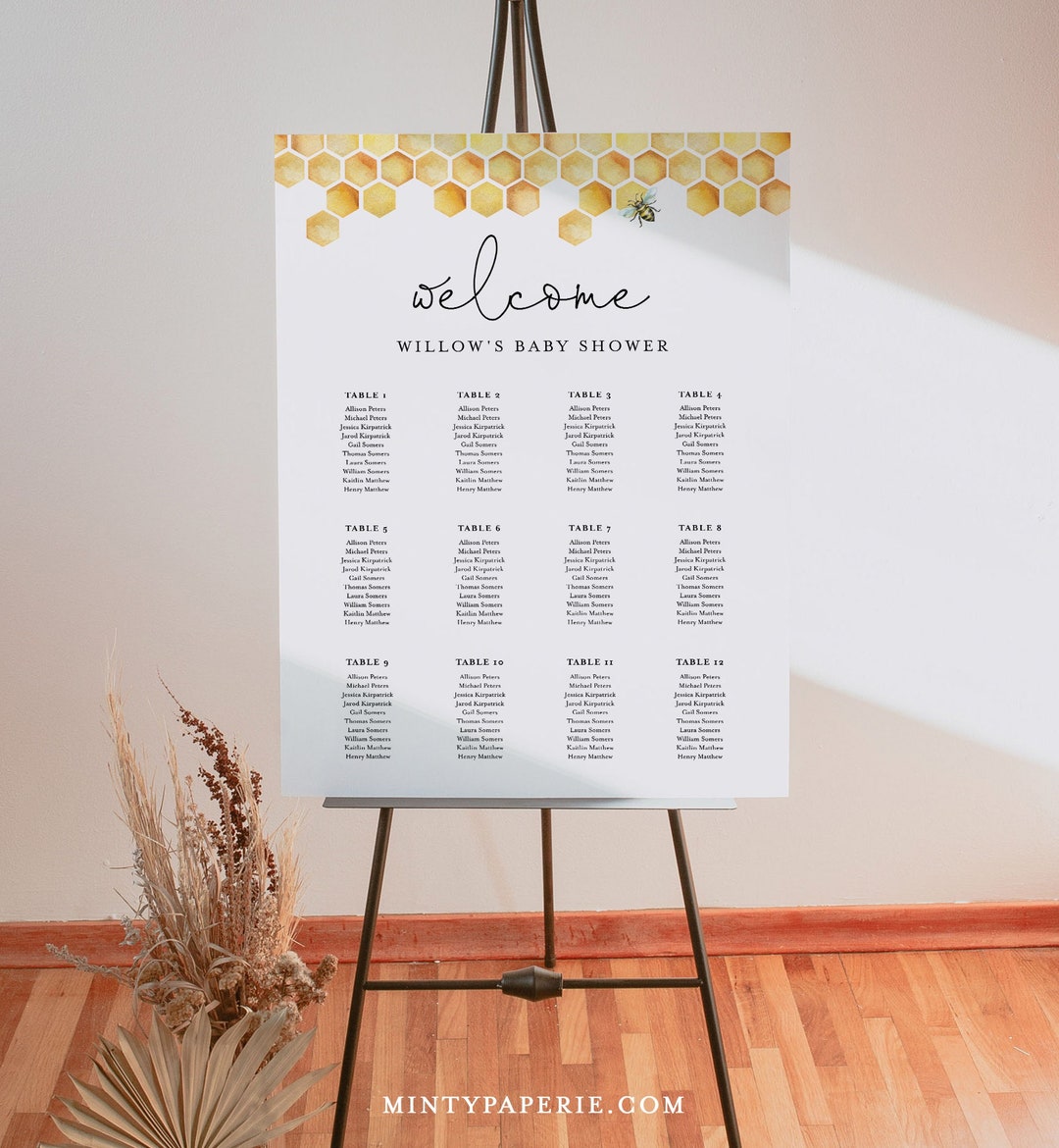 Honey Bee Seating Chart Template, Printable Baby / Bridal Shower ...