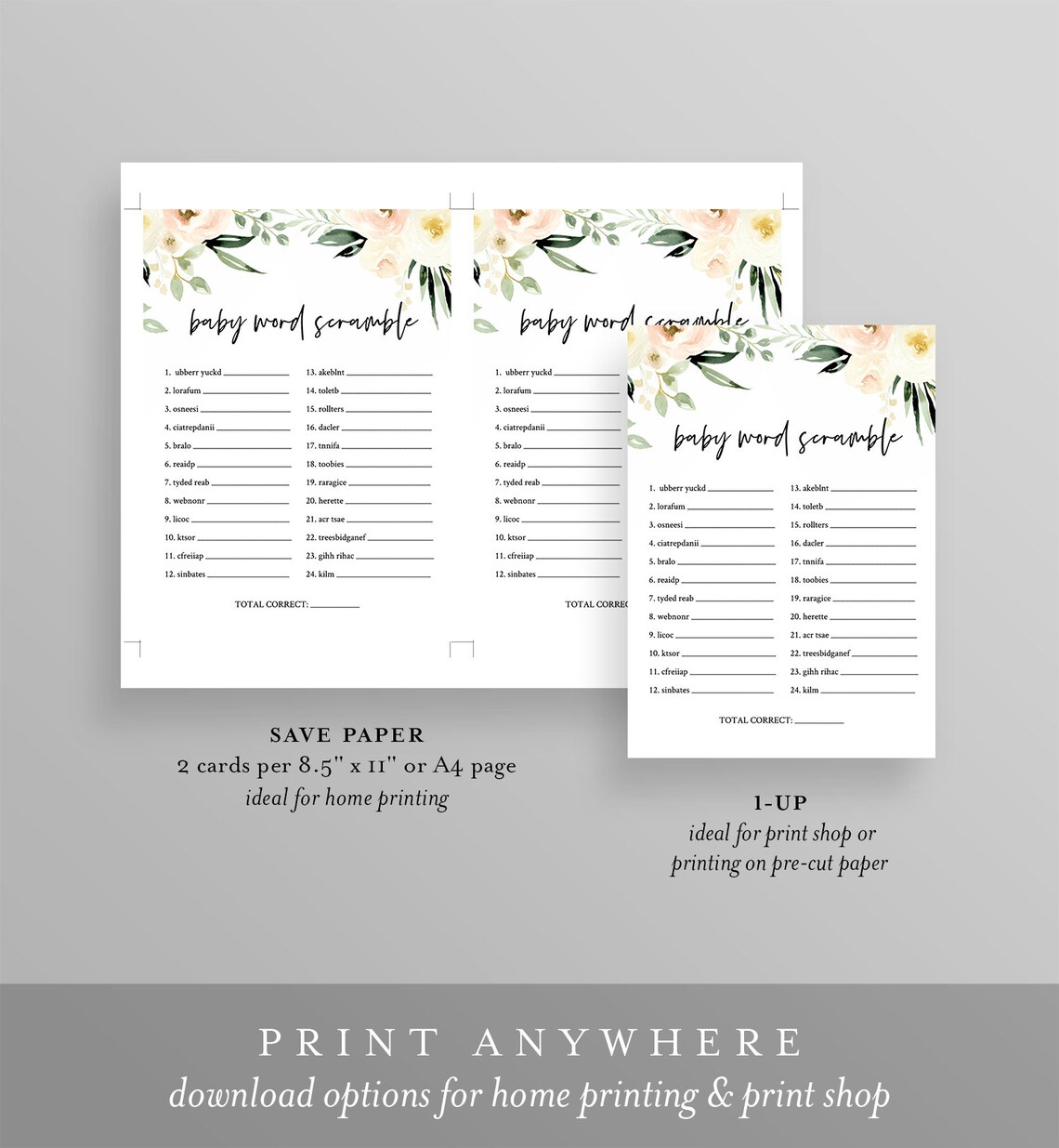 Baby Word Scramble Game Printable Baby Word Puzzle DIY Boho - Etsy