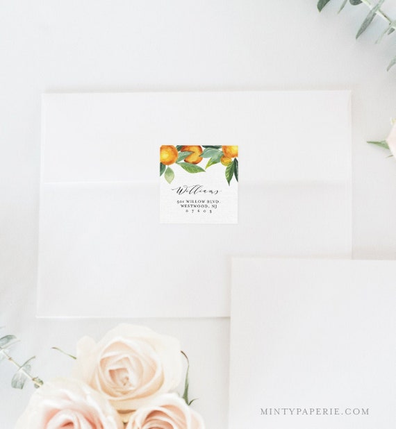 Citrus Orange Envelope Label Template Printable Return - Etsy