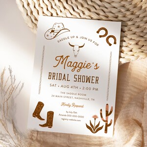 Western Bridal Shower Invitation, Rodeo Bridal Shower, Southwest Ranch ...