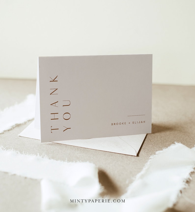 Minimal Thank You Card Modern Minimalist Earthy Wedding - Etsy
