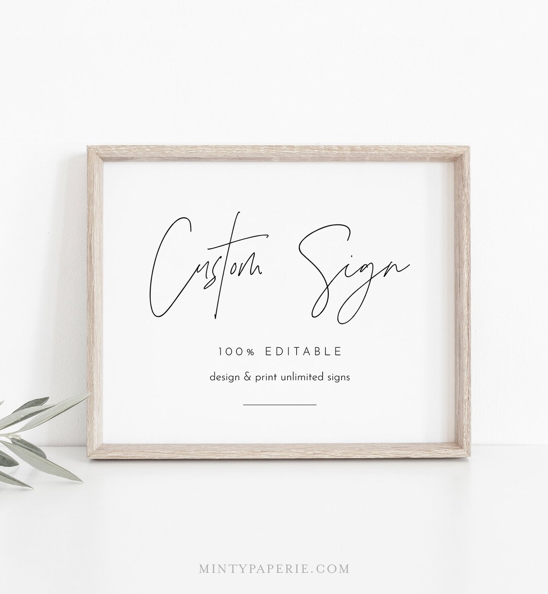 Custom Sign Template, Modern Minimalist Wedding or Bridal Shower Table ...