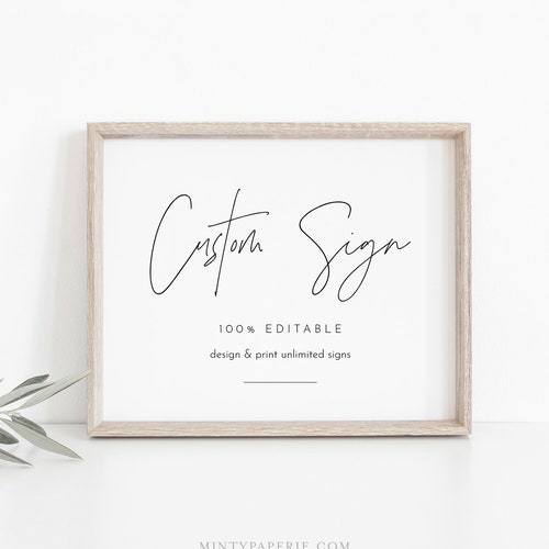 Minimalist Custom Sign Template Simple Modern Wedding or - Etsy
