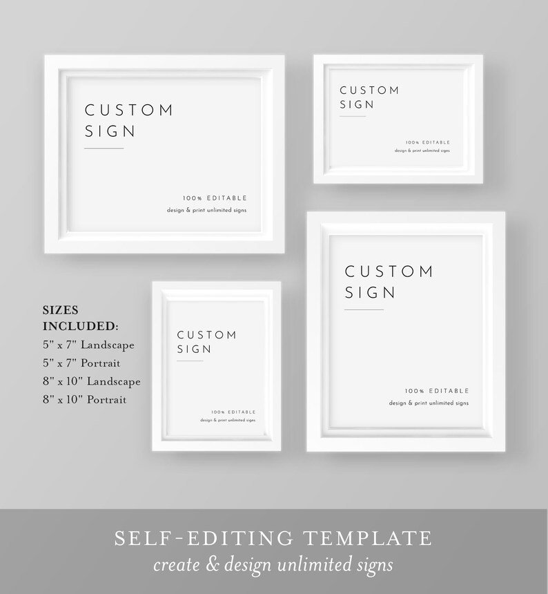 Minimalist Custom Sign Template, Simple Modern Wedding or Bridal Shower ...