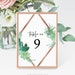 Succulent Table Number Card Template, Cactus & Rose Gold Wedding Table ...
