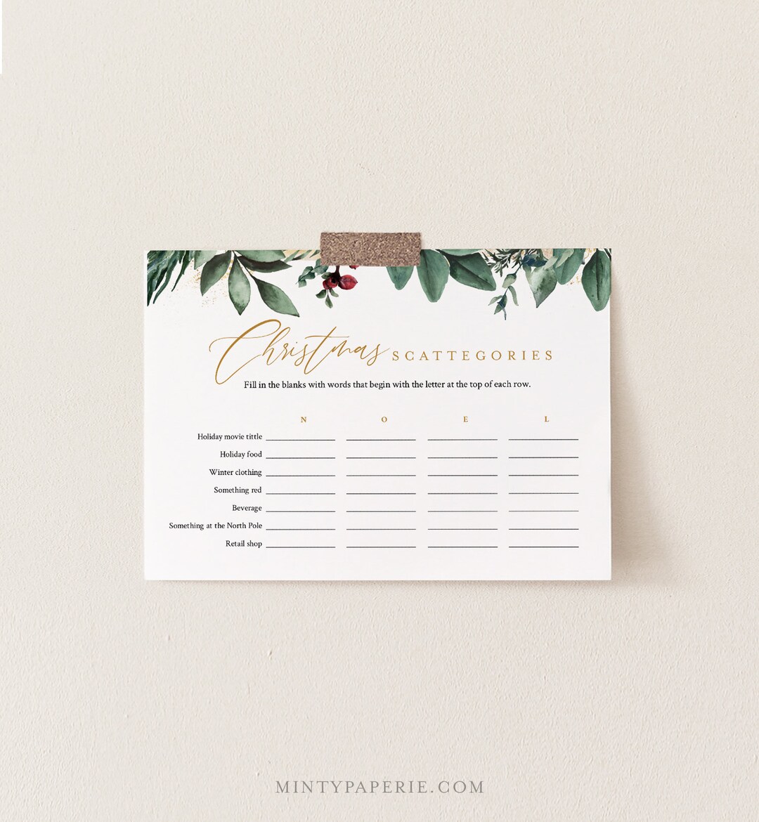 Christmas Scattergories Game, Holiday Party Game Printable, Family ...