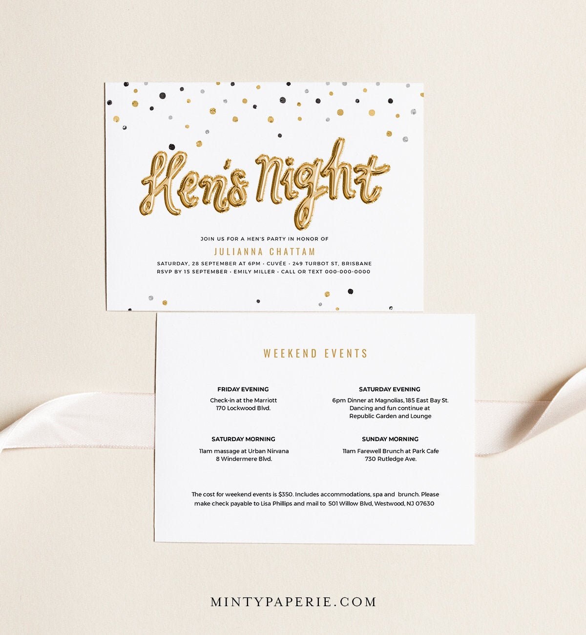 Hen's Party Invitation Template, Editable Bachelorette Party Invite ...