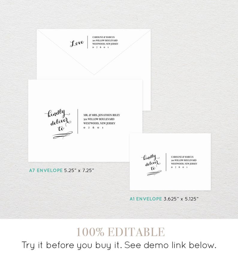 Calligraphy Address Template Wedding Envelope Printable DIY - Etsy