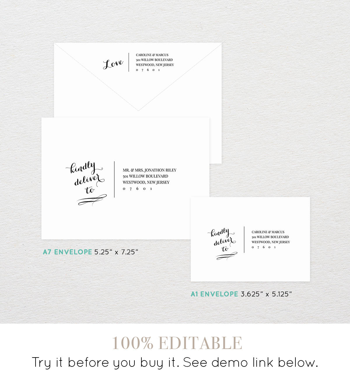 Calligraphy Address Template Wedding Envelope Printable DIY - Etsy