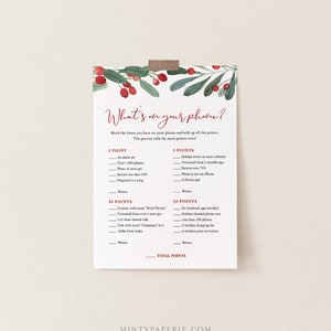 Printable Christmas Game, What's on Your Phone, Holiday Party Game ...