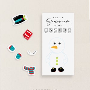 Roll a Snowman Game, Christmas Party Game Printable, Kids Dice Game ...