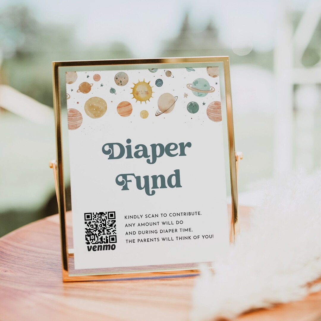 Diaper Fund Sign, Venmo Baby Shower Sign, Minimalist Baby Shower Cash ...