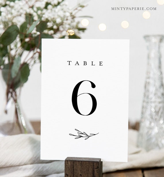 Printable Simple Wedding Table Number Card Template Templett INSTANT ...