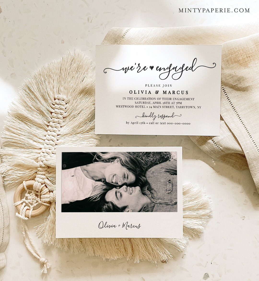 Engagement Invitation Announcement Template, We're Engaged Invite ...