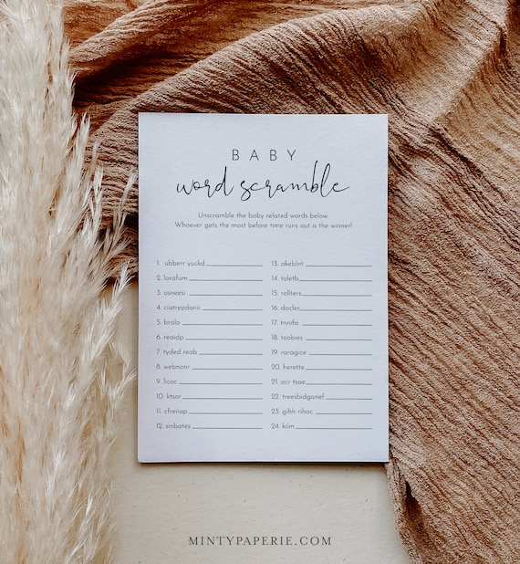 Baby Word Scramble Game Printable Minimalist Baby Word - Etsy