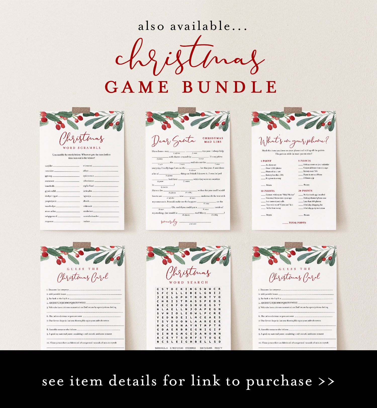 Christmas Word Search Game Holiday Party Game Christmas | Etsy