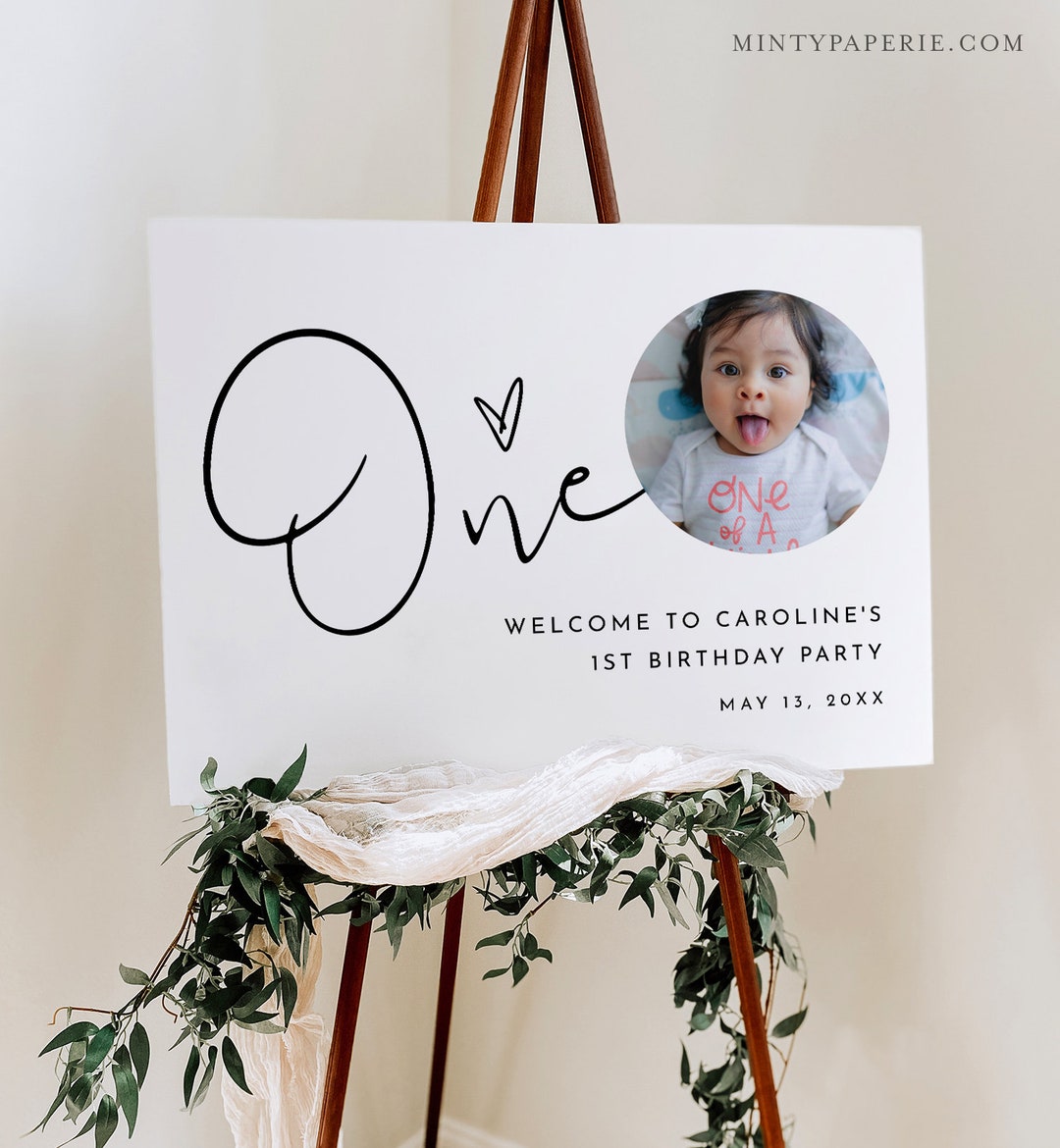 1st Birthday Party Sign, Welcome Sign, First Year Baby Sign, One ...