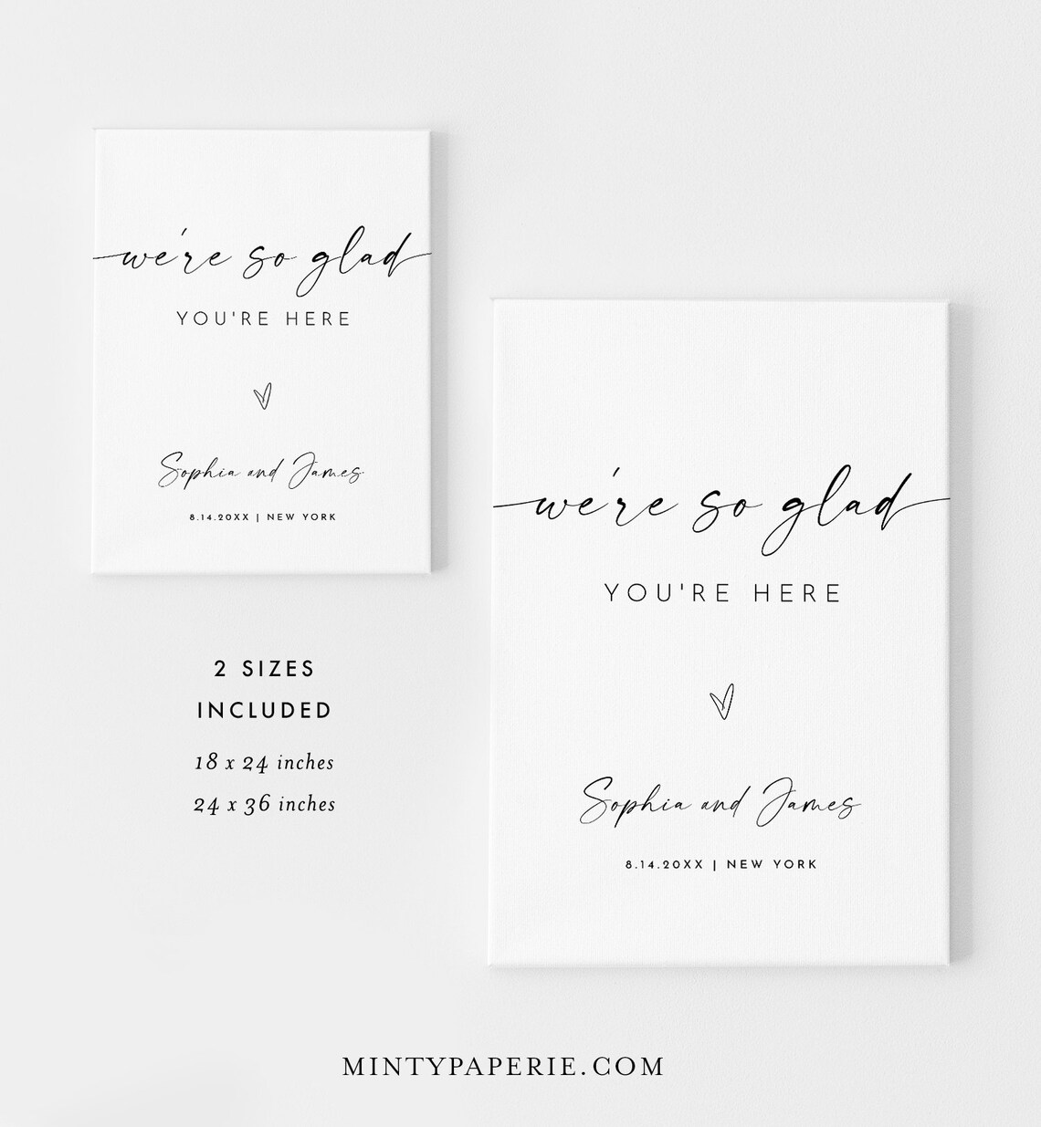 Modern Welcome Sign, We're so Glad You're Here, Minimalist Wedding ...