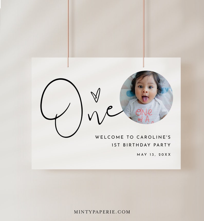 1st Birthday Party Sign, Welcome Sign, First Year Baby Sign, One ...