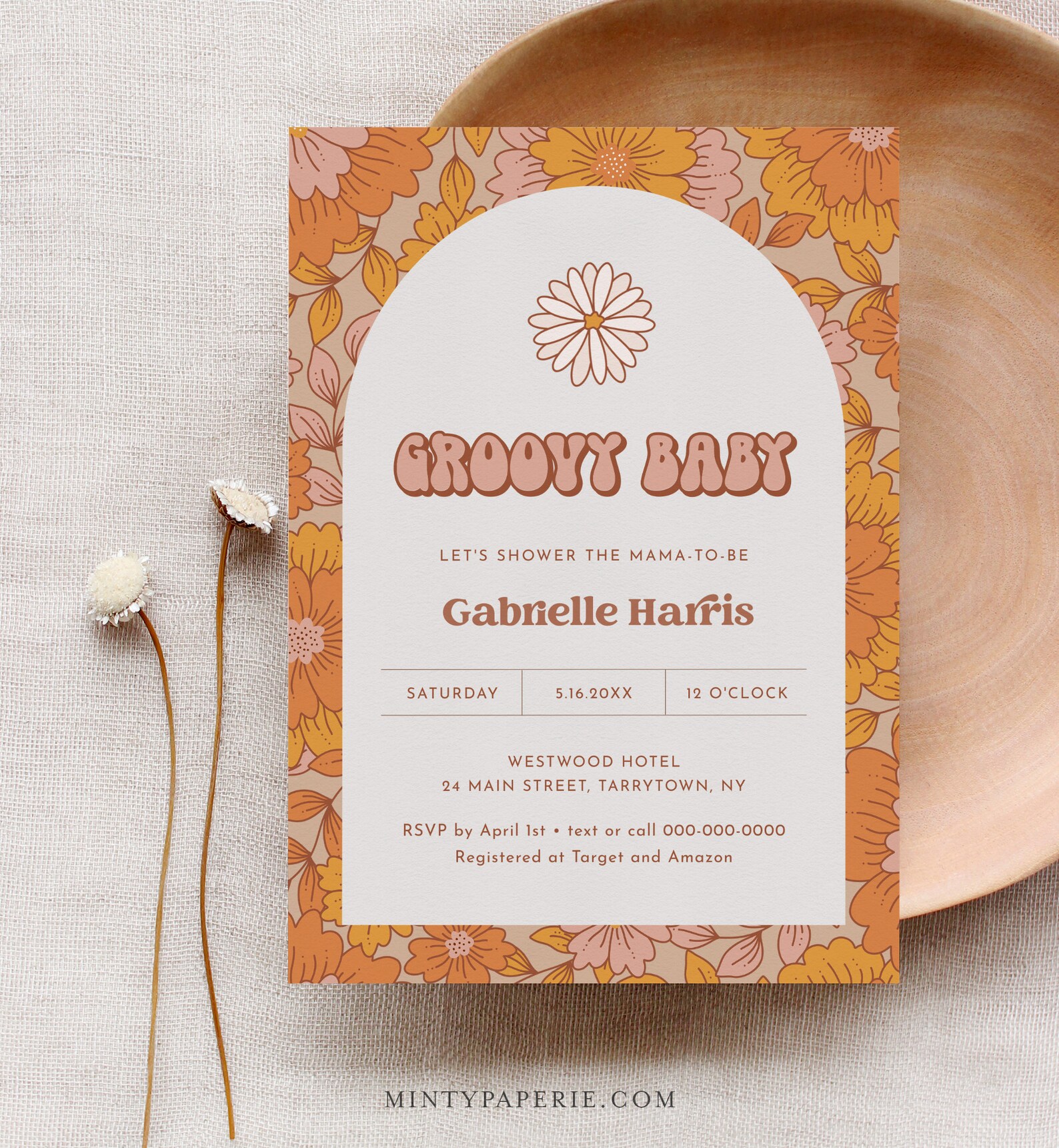 Groovy Baby Shower Invitation, Hippie, Retro, 70's Vibe Baby Shower ...