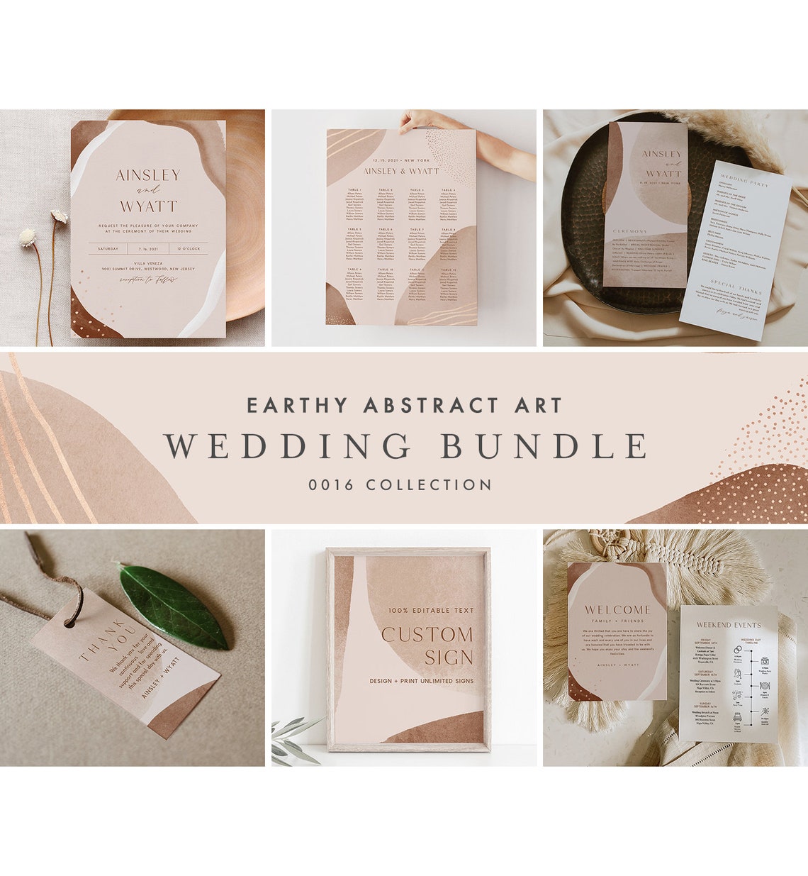 Wedding Bundle Earthy Abstract Art Wedding Essential - Etsy