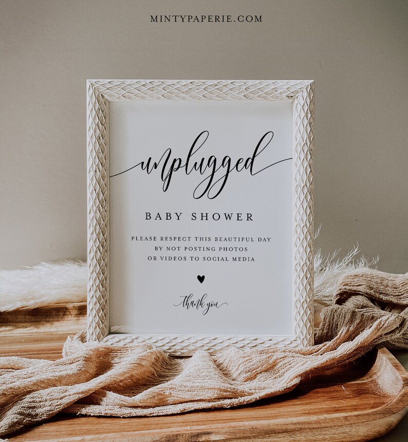 Unplugged Baby Shower Sign Printable Welcome Sign No Phone - Etsy