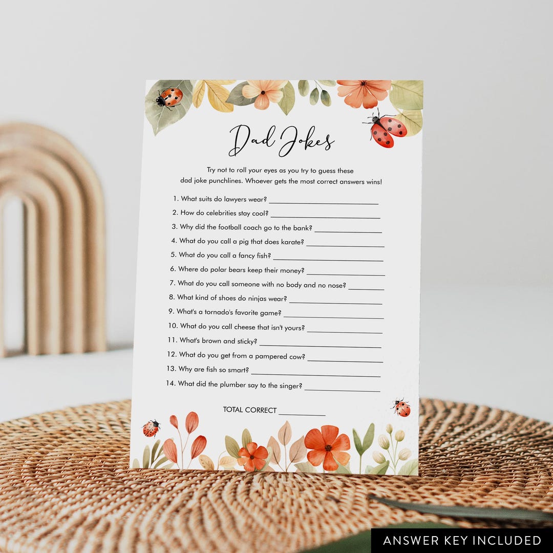 Funny Dad Jokes Game, Ladybug Girl Baby Shower, Love Bug, Riddle ...