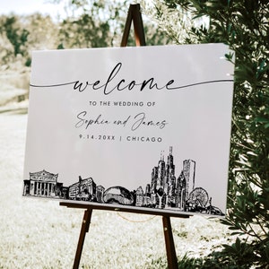 Chicago Welcome Sign, Chicago City Skyline Wedding Sign, Printable ...