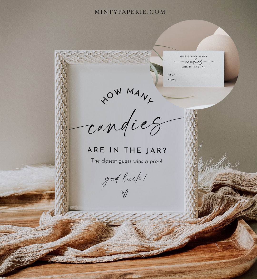Guess How Many Candies in the Jar Baby Shower Game, Candy Game, Gender ...