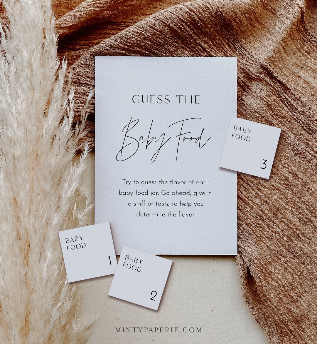 Baby Food Game, Guess the Baby Jar Food, Minimalist Baby Shower Game ...