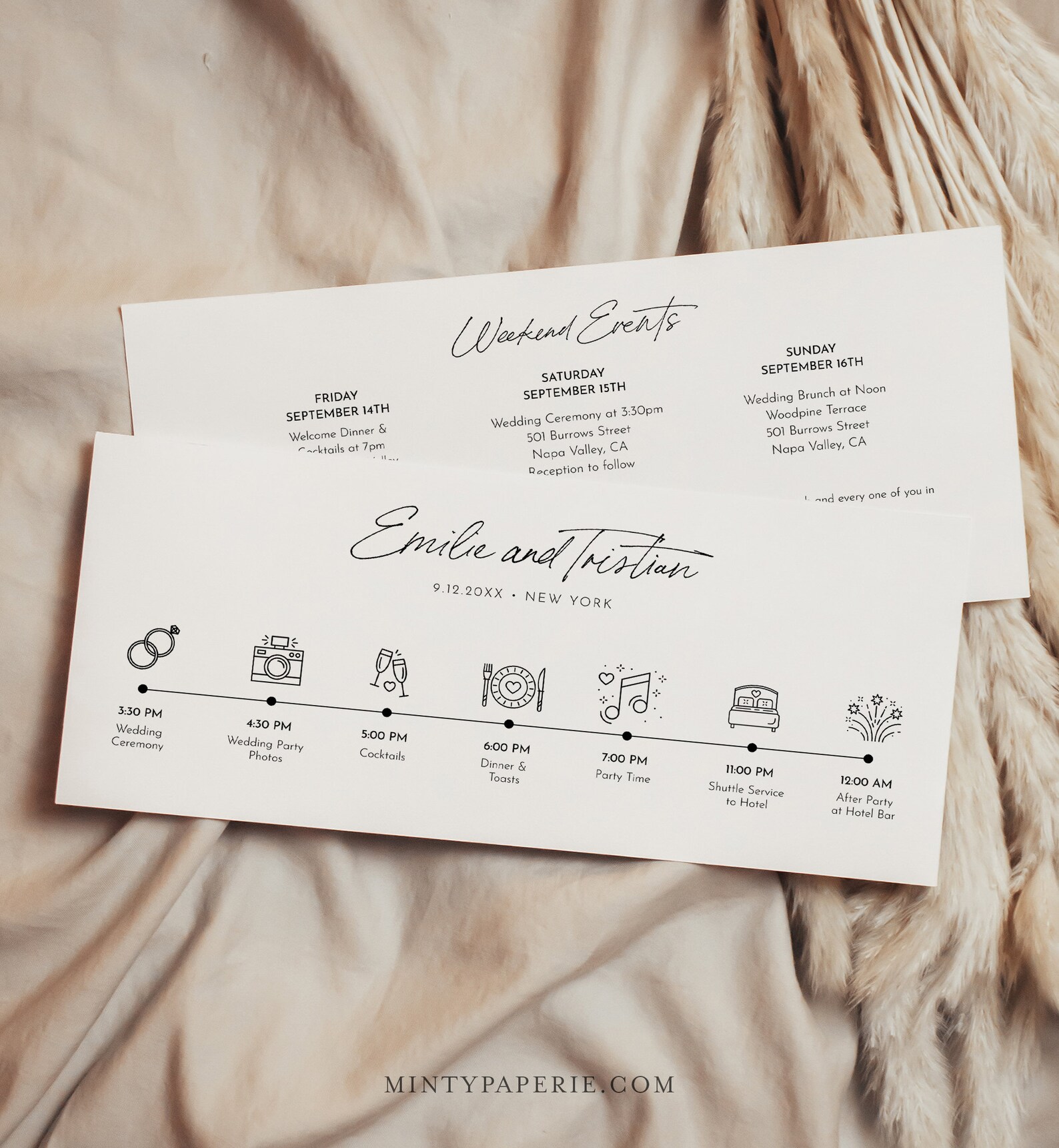 Welcome Letter & Timeline Template Minimalist Wedding Order - Etsy