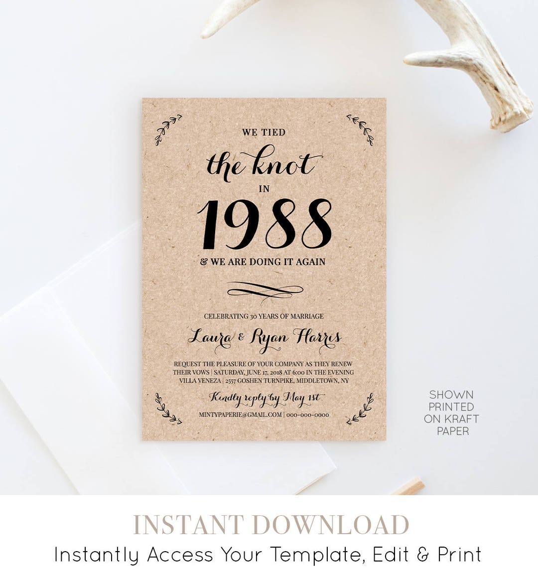 Anniversay Invitation Template, Wedding Vow Renewal Invitation ...
