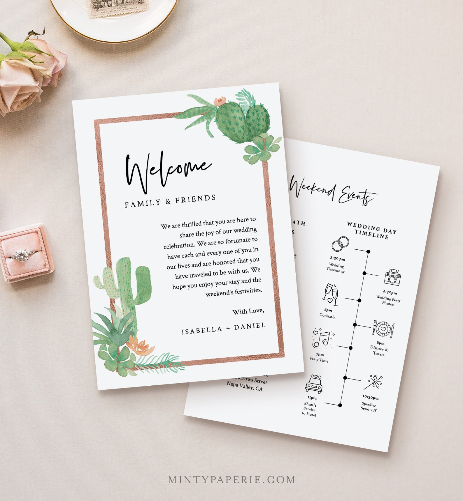 Cactus Welcome Letter & Timeline Template Order of Events - Etsy