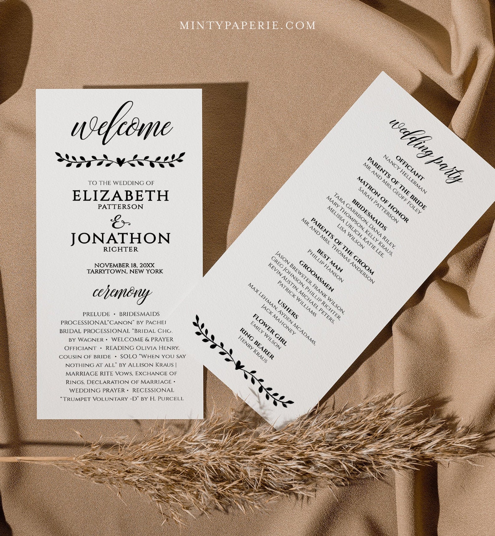 Printable Wedding Program Template Order of Service Rustic - Etsy