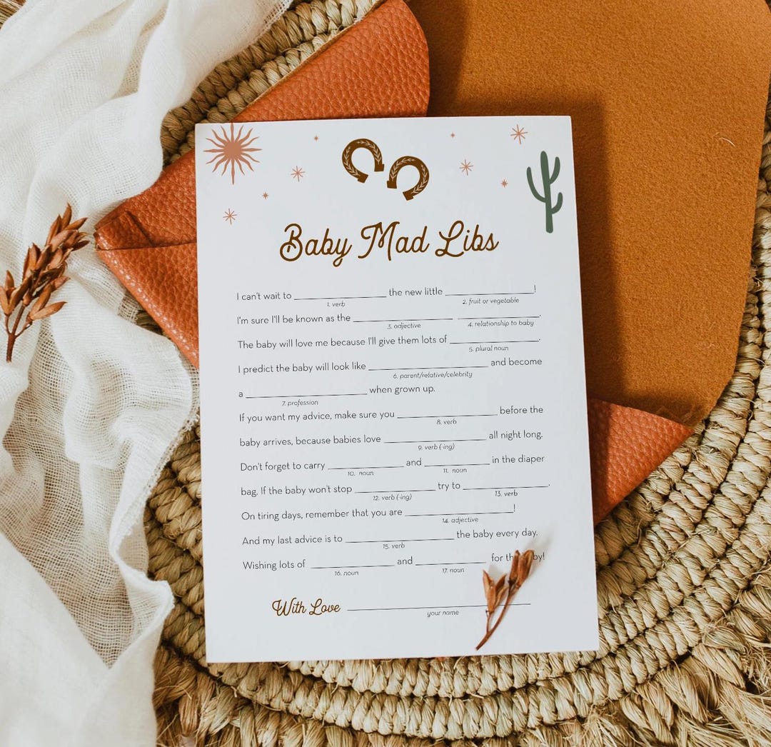 Baby Mad Libs Game, Western Baby Shower Game, Rodeo Cowboy Baby Shower ...