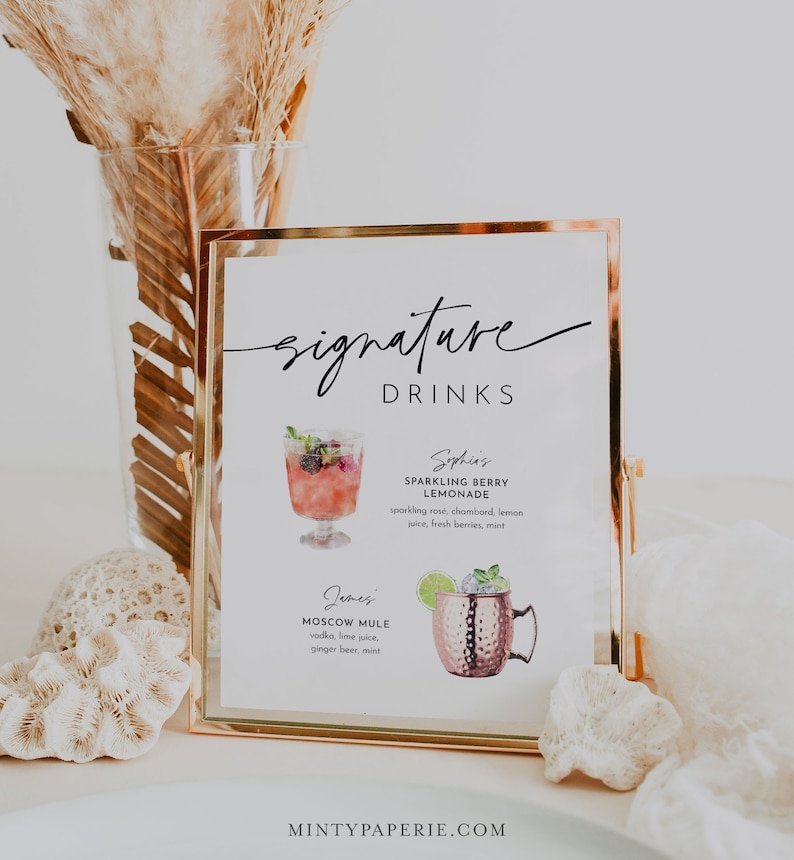 Signature Drinks Sign Cocktails Wine Beer His and Her - Etsy