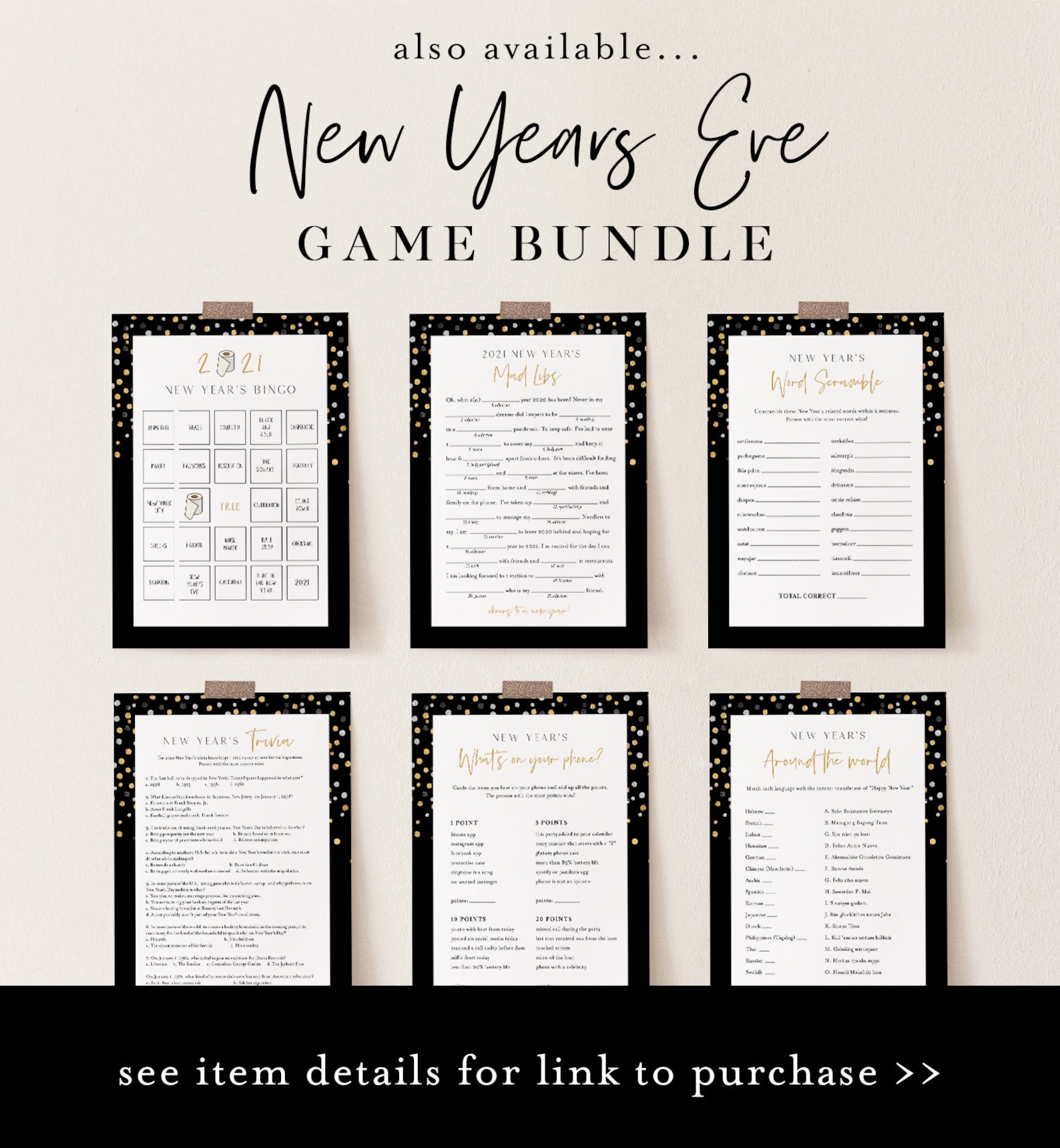 New Years Word Scramble Game Printable New Years Eve Party | Etsy