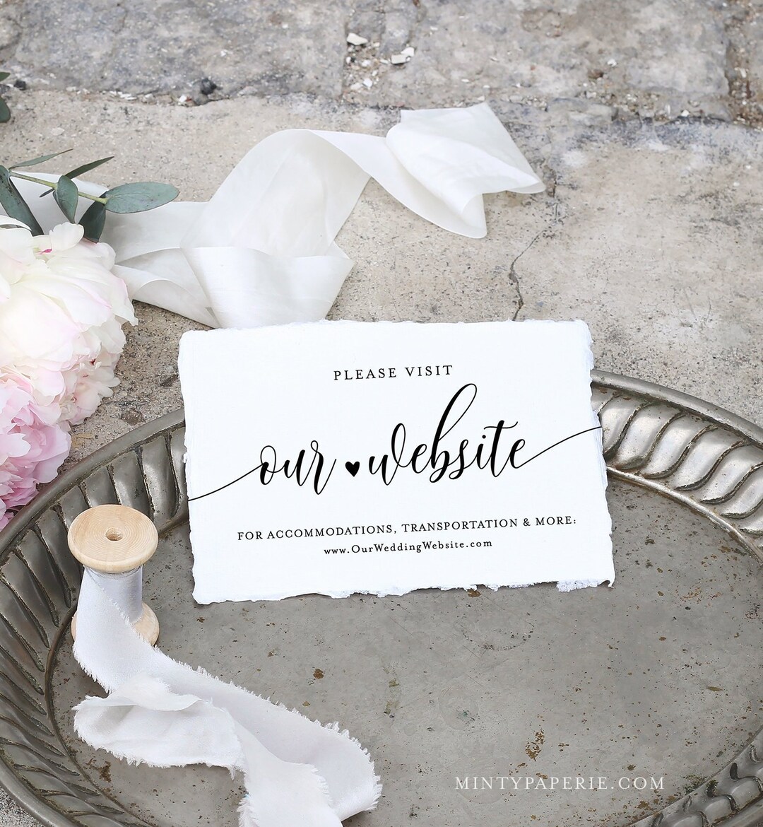 Wedding Website Insert Card, 100% Editable Template, Rustic Wedding ...