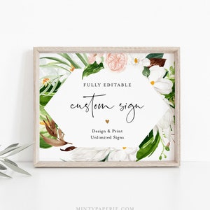 Tropical Custom Sign Template, Wedding or Bridal Shower Table Top Sign ...