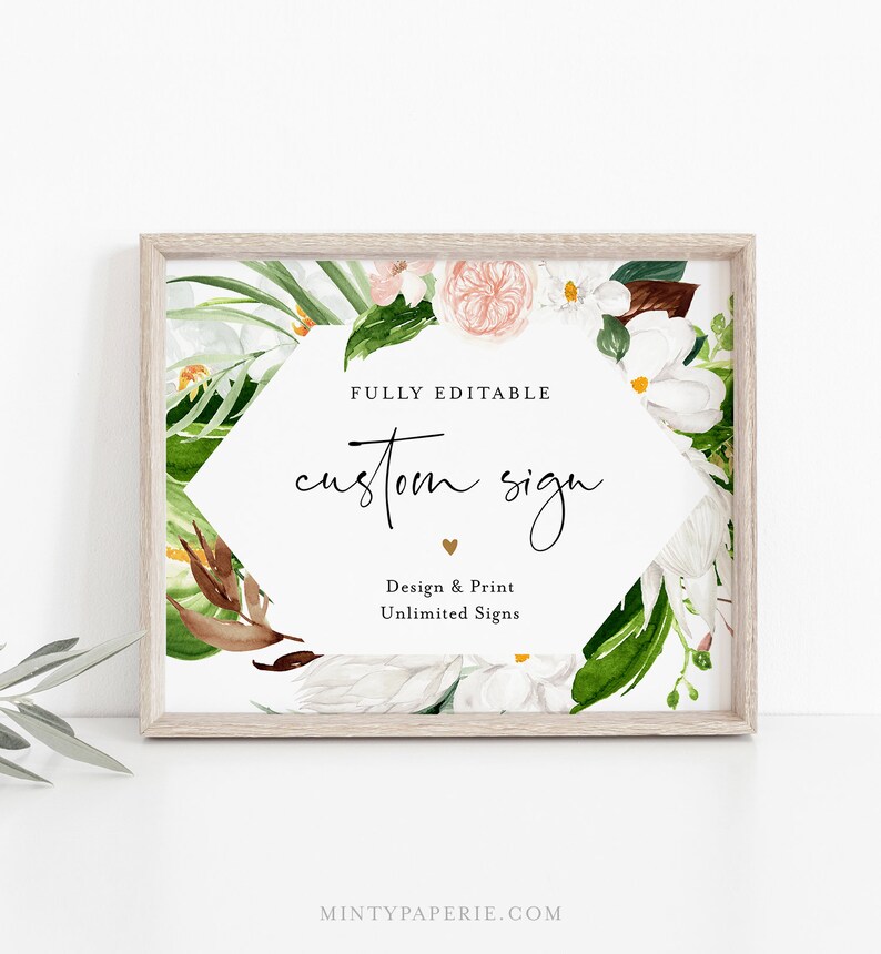Tropical Custom Sign Template Wedding or Bridal Shower Table - Etsy