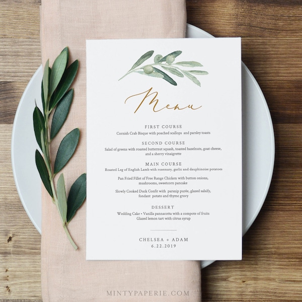 Watercolor Wedding Menu - Etsy