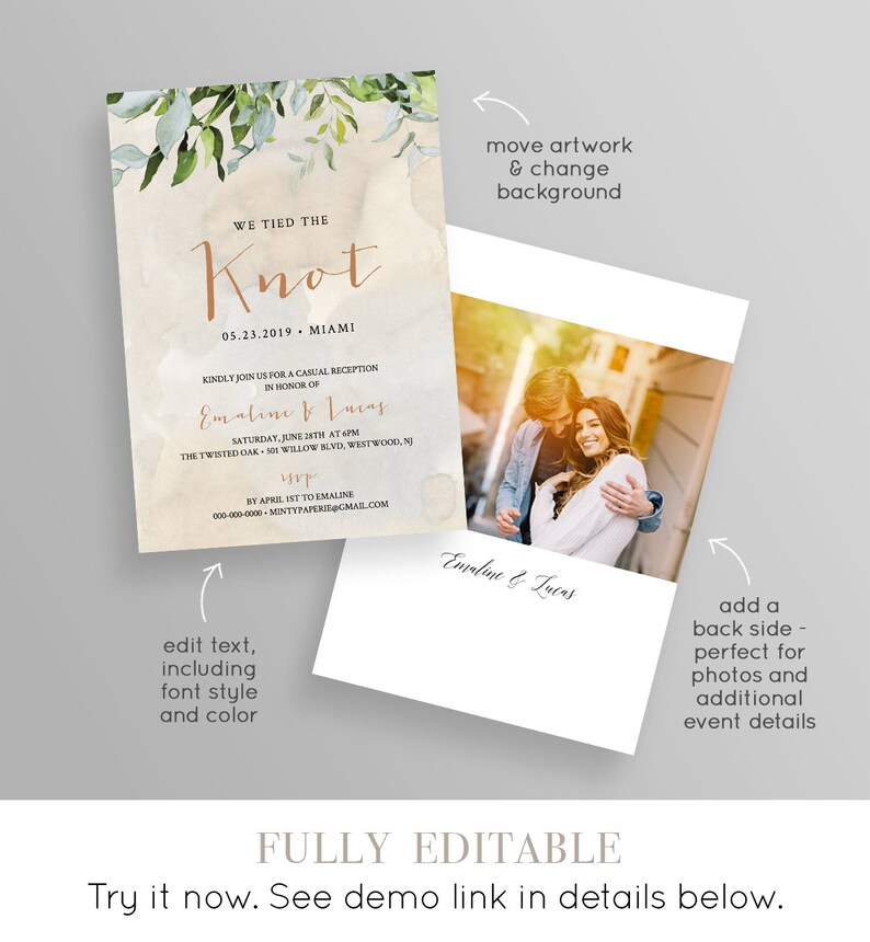 INSTANT DOWNLOAD Elopement Announcement Elope Invitation | Etsy