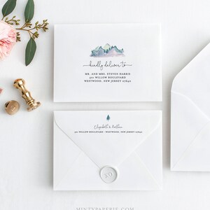 Rustic Mountain Envelope Template, DIY Pine Wedding Address Printable ...
